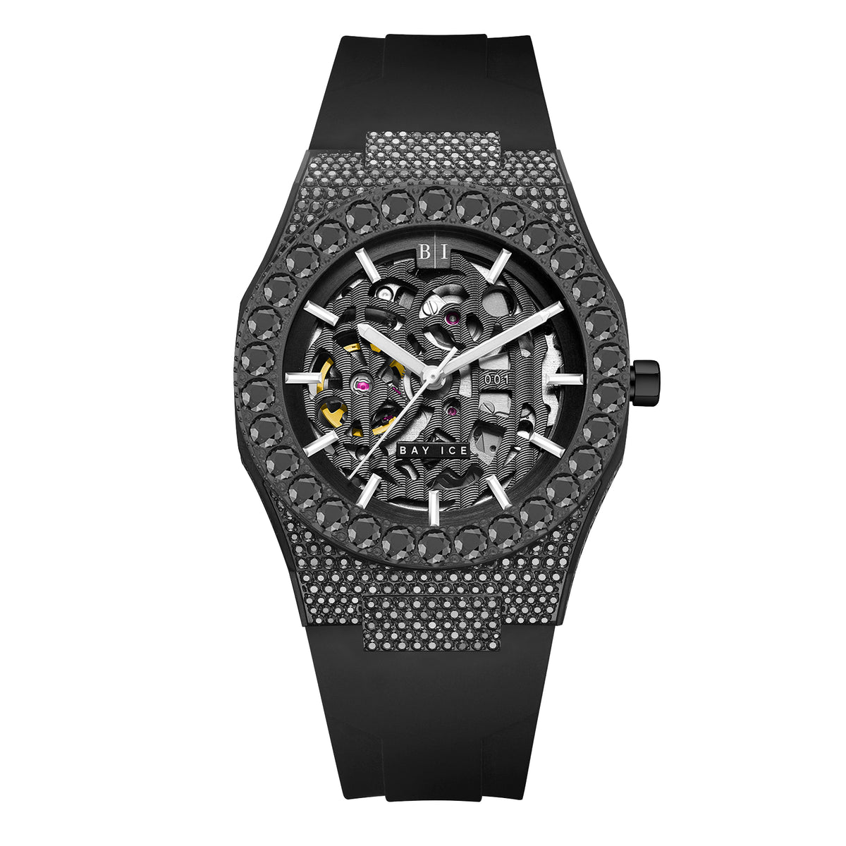 Bay Ice 001 Automatic Skeleton VVS Bussdown Watch - All Black